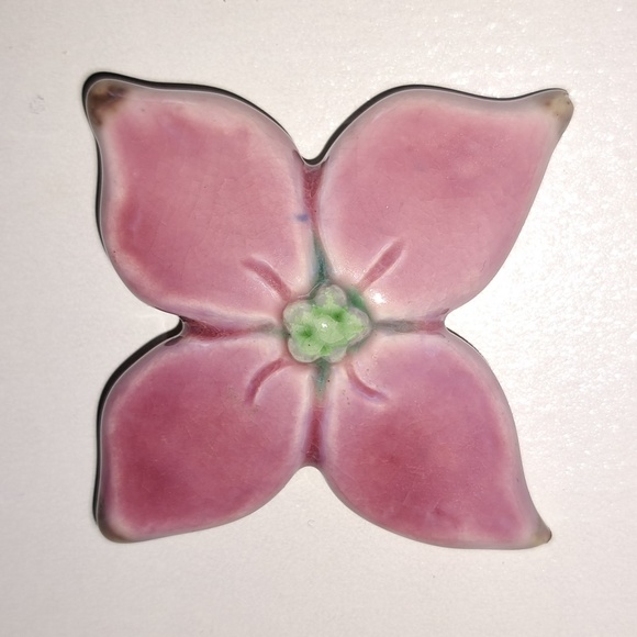 signed | Jewelry | Vintage Handmade Signed Ceramic Pink Flower Brooch ...